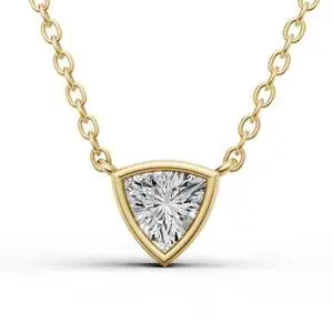 SEREIA OFFICIAL 14k Gold 0.75 Ct Lab Grown Trillion Shape Diamond Bezel Pendant Gold - Yellow