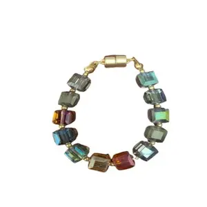 Saachi Faceted Bead And Stone Multicolor Bracelet