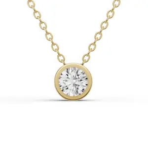 SEREIA OFFICIAL 14k Gold 0.25 Ct Round Bezel Pass-thru Pendant Gold - Yellow