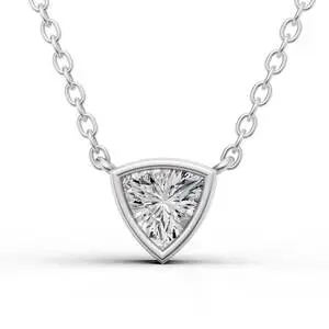 SEREIA OFFICIAL 14k Gold 0.75 Ct Lab Grown Trillion Shape Diamond Bezel Pendant White Gold - Silver