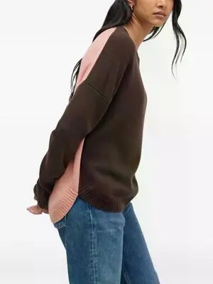 Chinti & Parker Colour-block Curved-hem Sweater - Brown