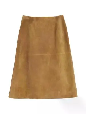 JIL SANDER Suede A-line Skirt - Brown