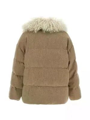 YVES SALOMON Quilted Fur-trim Single-breasted Coat