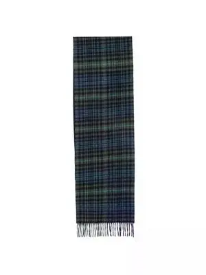 Paul Smith Check-pattern Fringed Scarf - Blue