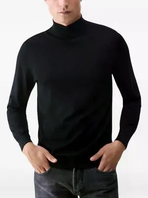 Liu Jo Mock-neck Sweater In Wool Merino - Black