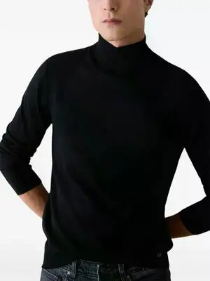 Liu Jo Mock-neck Sweater In Wool Merino - Black