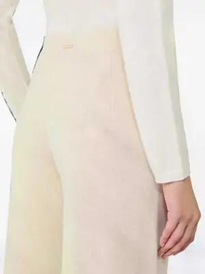 Max Mara Wide Wool And Cashmere Yarn Trousers Beige