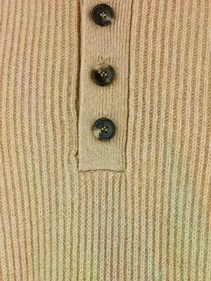 AMARANTO Ribbed-knit Button-up Sweater - Neutrals