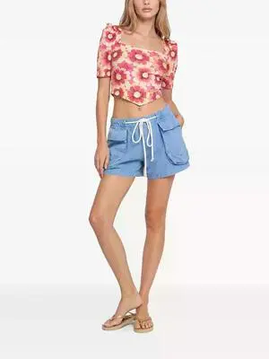 Free People Floral Puff-sleeve Top