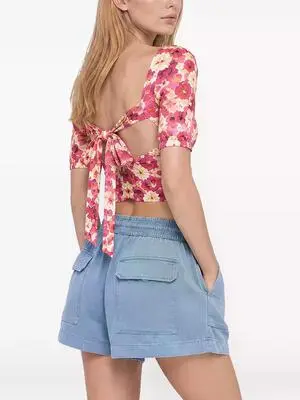 Free People Floral Puff-sleeve Top