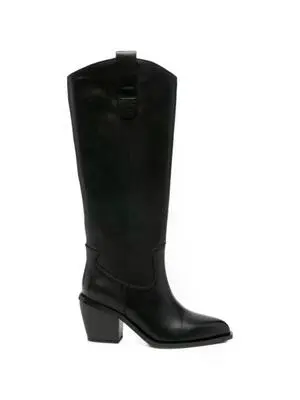 LINDA BAUMANN Leather Knee-high Boots - Black