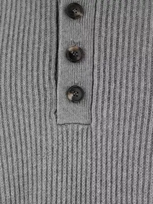 AMARANTO Henley-neck Ribbed-knit Sweater