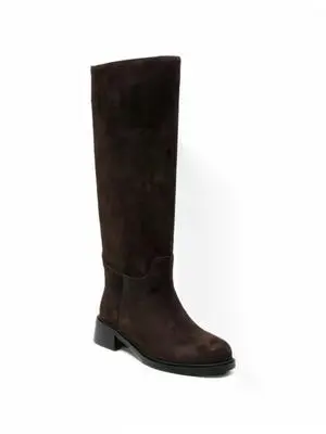 LINDA BAUMANN Suede Rear-zip Boots - Brown