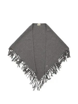 Max Mara Fringed Wool Shawl Dark