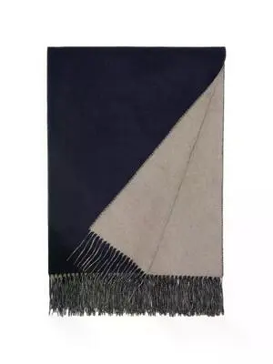Brunello Cucinelli Two-tone Silk Double Cloth Throw With Fringe - Blue