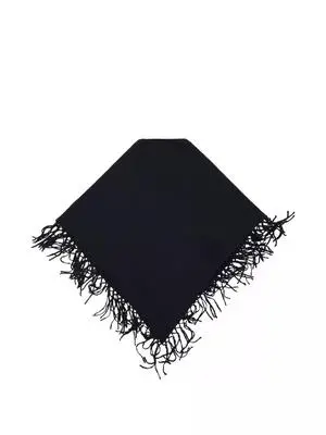 Max Mara Fringed Wool Shawl Navy - Black