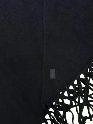 Max Mara Fringed Wool Shawl Navy