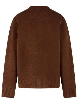 AMI Paris De Cœur' Chocolate Alpaca And Ecru Sweater - Brown