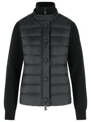 Moncler Virgin Wool Blend Padded Cardigan - Black