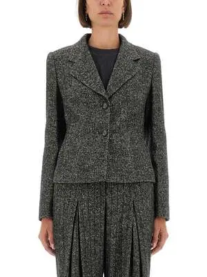 Dolce & Gabbana Single-breasted Jacket In Wool Blend Dot - Gray