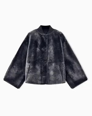 Giorgio Armani Blouson Jacket Reversible In Shearling With Knitted Collar