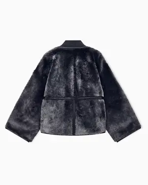Giorgio Armani Blouson Jacket Reversible In Shearling With Knitted Collar