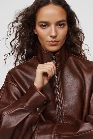 Anthropologie Belted Faux Leather Jacket