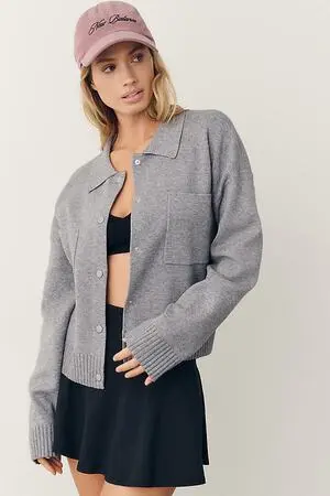 Z SUPPLY Slowdown Collared Cardigan Sweater - Heather Grey