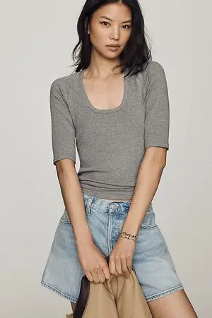 Maeve Raglan Scoop-neck Top - Heather Grey