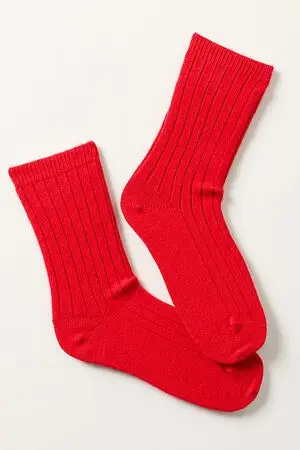 Anthropologie Ribbed Cashmere Blend Crew Socks