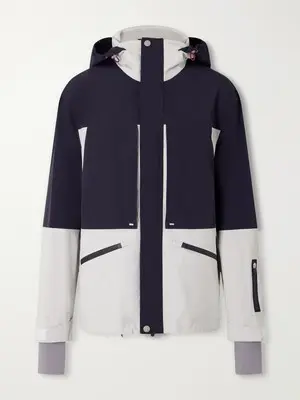 Brunello Cucinelli Hooded Two-tone Stretch Jersey-trimmed Shell Ski Jacket - Blue