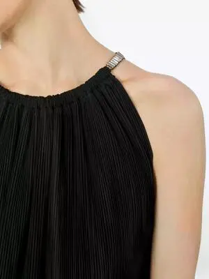 Max Mara Short Sleeveless Dress In Pleated Taffeta