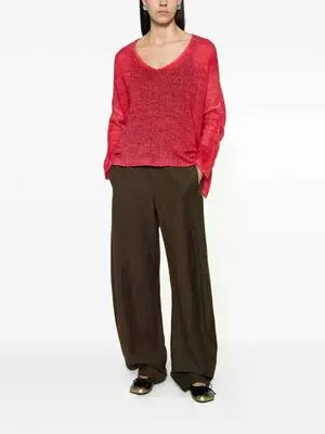 AVANT TOI Open-knit V-neck Sweater - Red
