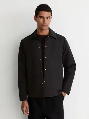 REISS Raider Lightly-padded Patch-pocket Overshirt - Black