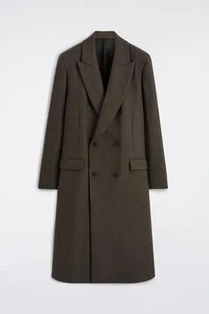 Cos Double-breasted Wool-blend Long Coat - Brown