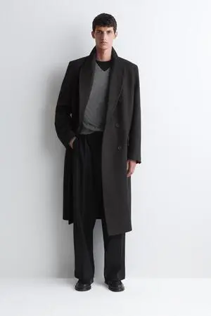 Cos Double-breasted Wool-blend Long Coat