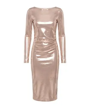 Patrizia Pepe Metallic-effect Ruched Midi Dress