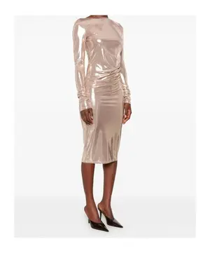 Patrizia Pepe Metallic-effect Ruched Midi Dress
