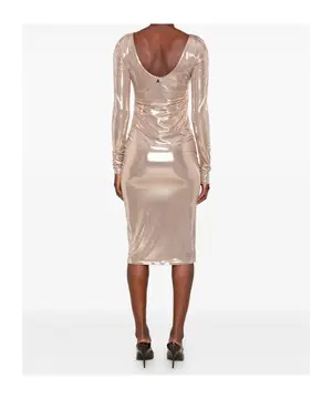 Patrizia Pepe Metallic-effect Ruched Midi Dress