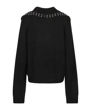 PATRIZIA PEPE Eyelet Polo Neck Knitted Sweater