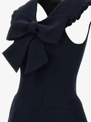SHUSHU/TONG Bow-detail Ruffled-trim Dress