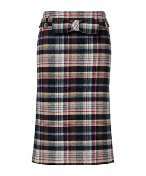 SHUSHU/TONG Bow-detail Checked Midi Skirt - Black