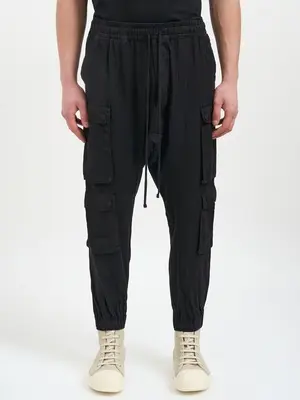 THOM KROM M P 46 Linen Cargo Trousers - Black
