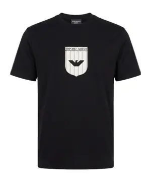 EMPORIO ARMANI Logo Embroidered Crewneck T-shirt - Black