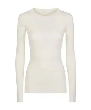 Patrizia Pepe Ribbed Long Sleeve Knitted Sweater - White