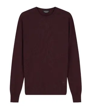 EMPORIO ARMANI Crew-neck Ribbed-trim Sweater - Brown