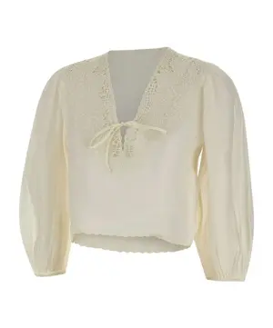 Hugo Boss Briketta Lace Trim Cropped Blouse