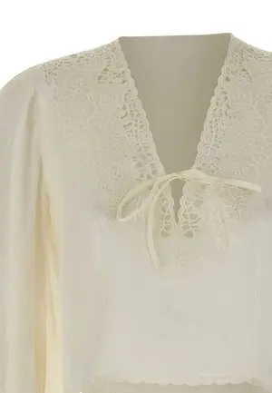 Hugo Boss Briketta Lace Trim Cropped Blouse