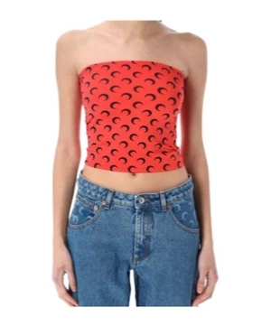 MARINE SERRE All-over Moon Printed Bustier Top