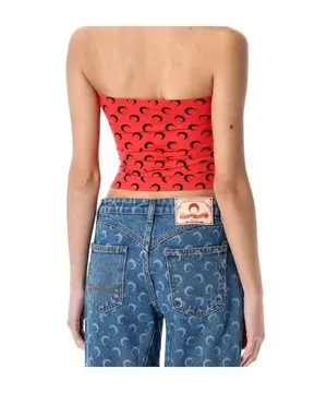 MARINE SERRE All-over Moon Printed Bustier Top